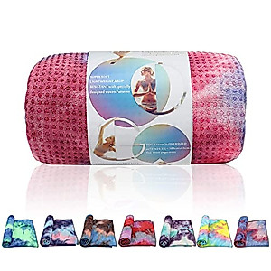 Yoga Towel, Non-Slip Hot Yoga Towel Anti-Slip Waffle Texture, 100% Absorbent Odorless Microfiber Yoga Blanket, Standard Size 72 x 24 x 0.2 inches Cushion Towel for Hot Yoga, Bikram, Pilates1