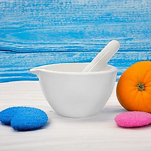 EISCO Porcelain Mortar & Pestle Set, 30oz (900ml) - Unglazed Grinding Surface - Excellent for Kitchen or Laboratory - Grinds Powdered Chemicals, Herbs & Spices - Pill Crusher - White