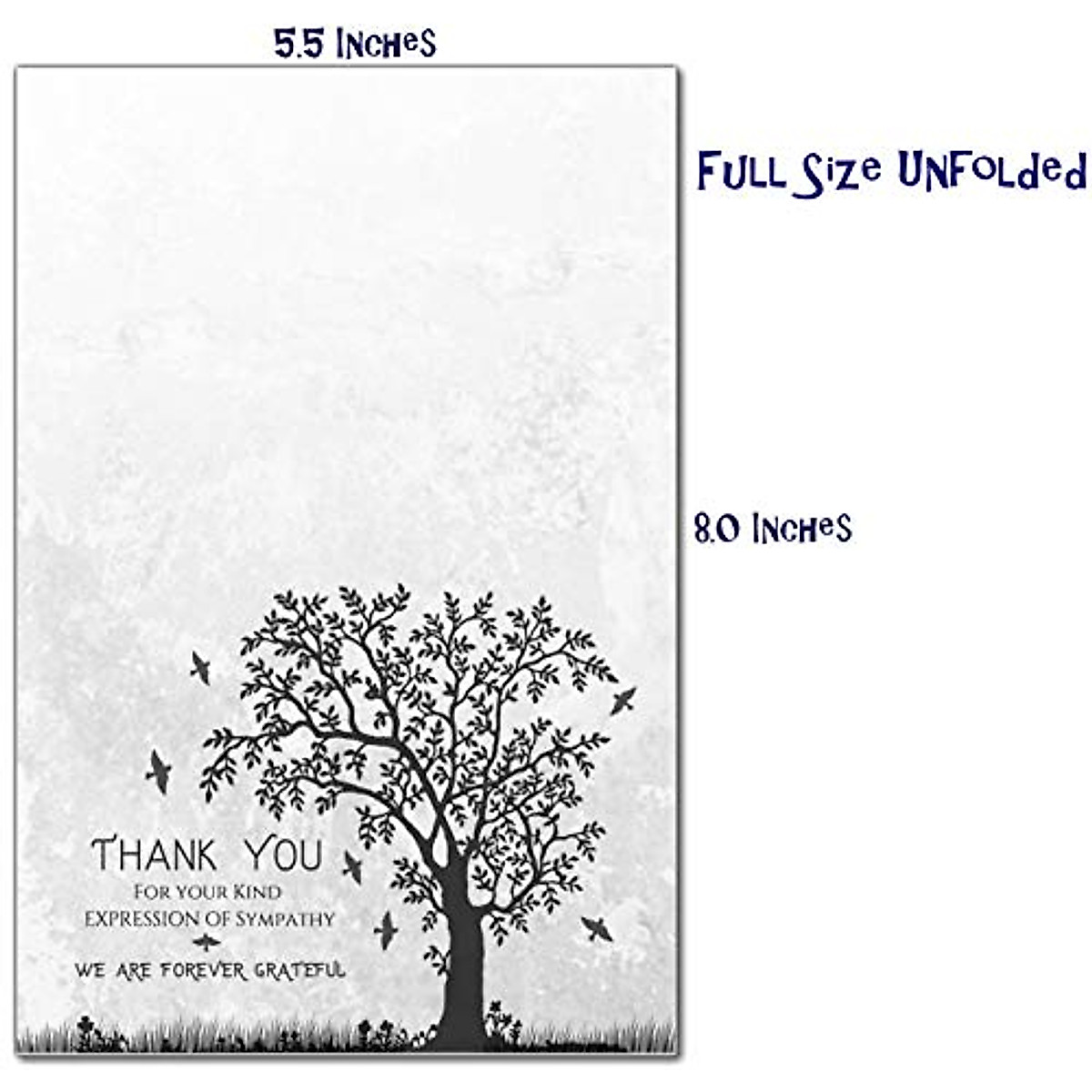 Funeral thank you cards with envelopes Celebration of life Floral Tree acknowledgment memorial Sympathy Christian Thank you notes (40 Pack)
