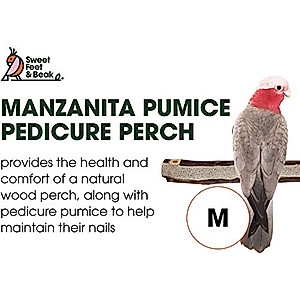 Sweet Feet and Beak Superoost Manzanita Pumice Pedicure Perch- Easy to Install Bird Cage Accessories for Healthy Feet, Nails and Beak - Natural Bird Perches Imitates Birds' Life in The Wild - M 10"