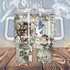 TEEDUU Tumbler M1kasa Insulated Tumbler With Handle Stainless Steel Double Wall Vacuum AOT Anime Tumblers Hot Cold Tea Coffee Travel Cup Thermos Mug Birthday Gift Men Women