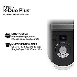 Keurig K-Duo Plus Coffee Maker, with Single Serve K-Cup Pod and 12 Cup Carafe Brewer, Black (12-Cup Thermal Carafe and 15 K-Cup Pods included)