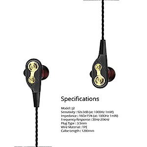 Tecno Wired Earbuds with Microphone for Computer, Earphones Wired with Mic Volume Control，Powerful Bass, High Fidelity, Earphones Compatible with iPhone with 3.5mm-J2