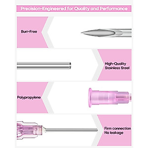 100Pcs 18Ga 1 Inch Needle Luer Lock Industrial Accessories, Sterile Individual Package for Lab Scientific Measuring, Refilling Inks, Plant and Industry