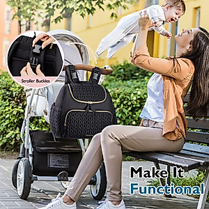 mommore Diaper Bag Small Diaper Backpack Stylish Baby Backpacks Travel Mini Maternity Bags with Insulated Pockets, Changing Pad, Stroller Straps