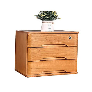 A4 Flat File Cabinet, Office Desktop Drawer Storage Cabinet with Lock, 3- Layer Wooden Storage Box, Small Chest of Drawers(Size: 4028 31cm)