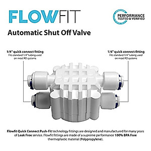 Express Water Automatic Shut Off Valve Quick Connect 1/4" Inch Fittings for Water Filters/Reverse Osmosis RO Systems