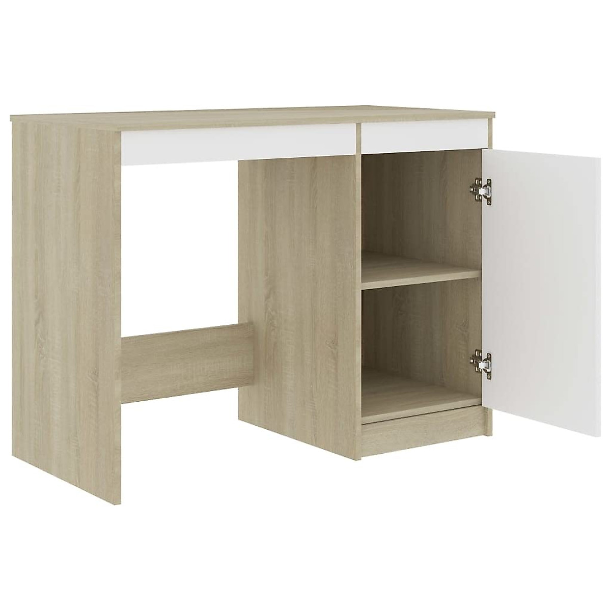 WRJENFSC Desk Writing Desks Secretary Desk Bedroom Desks Computer Desk with Storage White and Sonoma Oak 39.4"x19.7"x29.9" Engineered Wood Suitable for study, bedroom, living room, office
