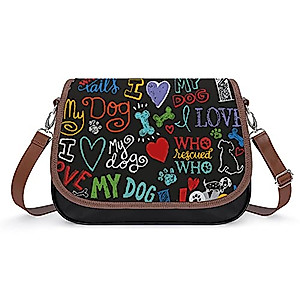 FunnyStar Animal Novelty I Love My Dog Print Ladies Shoulder Bags Crossbody Messenger Bag Cute Handbag PU Leather