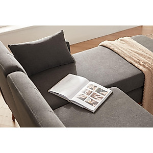 Weture 80" L Shape Couch with Extended Convertible Chaise, Comfy Sectional Couches for Living Room, 3 Seater Couch L Shaped Sofa for Small Spaces(Linen-Dark Grey)