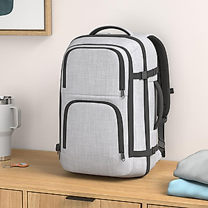 Dinictis 40L Travel Laptop Backpack for Men Women, Fit 17 Inch Notebook, Carry on Flight Approved Suitcase Backpack, Water Resistant Weekender Overnight Daypack, Grey