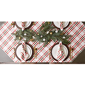 DII Jolly Christmas Tree Collection Holiday Table & Kitchen Décor, Tablecloth, 70" Round, Christmas Plaid