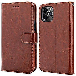 Bocasal Compatible with iPhone 12 Pro Max Wallet Case with Card Holder PU Leather Magnetic Detachable Kickstand Shockproof Wrist Strap Removable Flip Cover 6.7 inch (Brown)