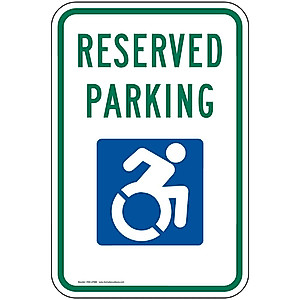 ComplianceSigns.com Reserved Parking Sign with Dynamic Accessibility Symbol, Reflective White, 18x12 Inch on 80 mil Aluminum for Parking Control