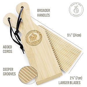Gnocchi Boards and Wooden Butter Paddles to Easily Create Authentic Homemade Pasta and Butter Without Sticking - Set of 2 Makers - 9.5 inches