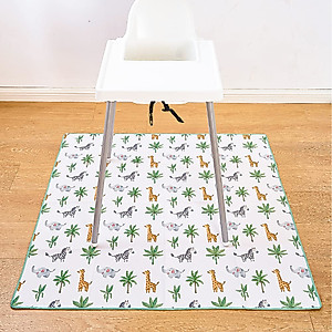Baby Splat Mat for Under High Chair - Waterproof and Washable Eating Mat for Toddlers&Kids, Portable Play Mat and Table Cloth 43 inch (Giraffe)