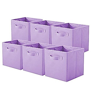 ShellKingdom Storage Bins, Foldable Fabric Storage Cubes And Cloth Storage Organizer Drawer For Closet And Toys Storage, 6 Pack (Lavender)