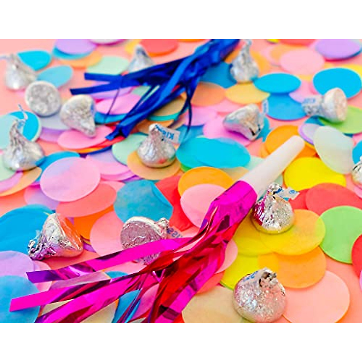 La Sol Imports Round Pastel Tissue Confetti Circle Dots Rainbow Confetti for Party Table Wedding Celebrations Multicolor Biodegradable Paper Tissue 1 inch Circles 1.4 Oz 1.4 Ounce Pack of 1