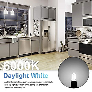 E17 LED Bulbs Under Microwave Over Stove Lights, Daylight 6000K, 40W Incandescent Equivalent, Non-Dimmable, Pack of 2