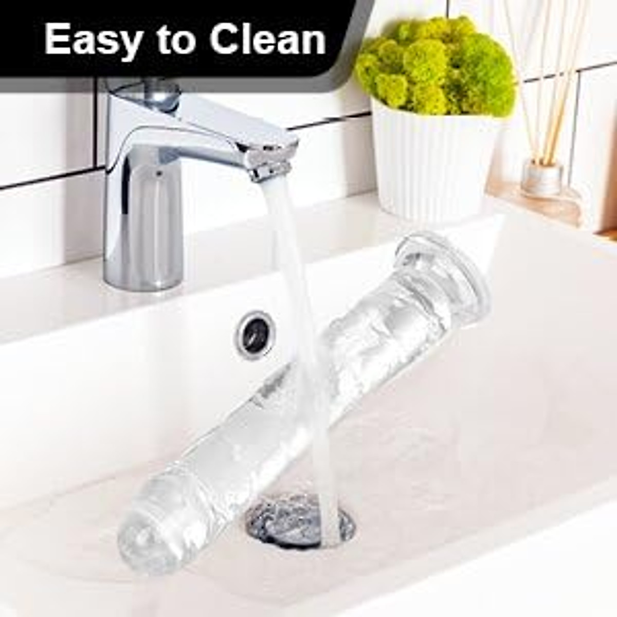 Realistic Dildos Feels Like Skin, 8.3 Inch Dildos with Strong Suction Cup for Hands-Free Play, Adult Sex Toys for Women Lifelike Huge Clear Dildo for Beginners Body-Safe Material