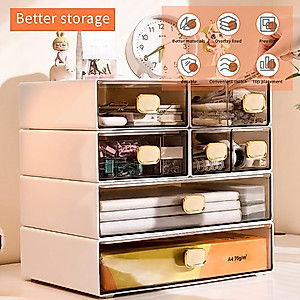 3 Pack Stackable Desk Storage Drawers, Desktop Organizer with Drawers, 4 Drawers Plastic Desk Storage Organizer for Home, Office, School, Makeup, Crafts, Bathroom, Make Up, Cosmetic - White