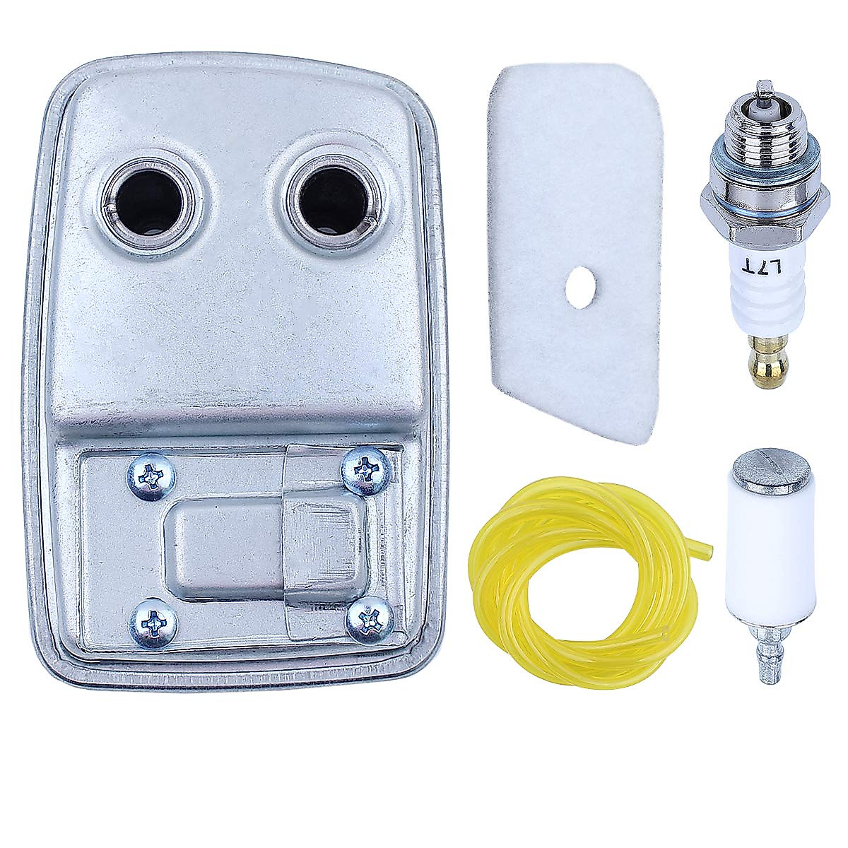 Adefol String Trimmer Exhaust Muffler Kit for Husqvarna 124L 125L 128C 128CD 128L 128LD with Air Filter, Fuel Filter, Fuel Line, Spark Plug Replacement Parts 574031502, 530150253 Accessories