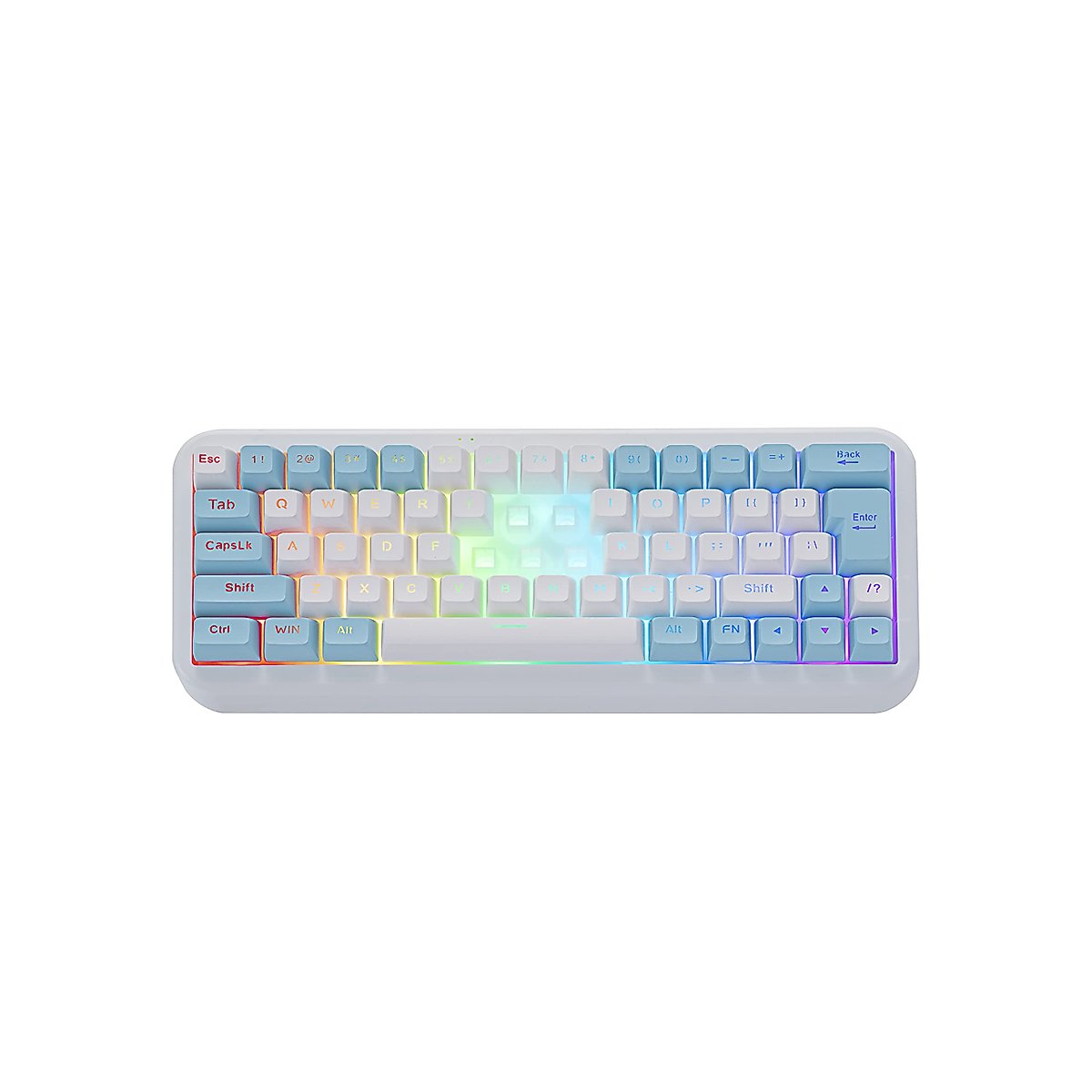 KOLMAX 60% Wireless Gaming Keyboard,Ultra-Compact 2.4G Rechargeable RGB Gaming Keyboard,with Detachable Wrist Rest Backlit Ergonomic 63 Keys Keyboard for Windows Mac PC Xbox PS4 Gamers(Whiteblue)…