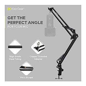 Knox Gear Microphone Suspension Studio and Home Recording Podcasting Mic Stand (Fits All Microphones and Shock Mounts)