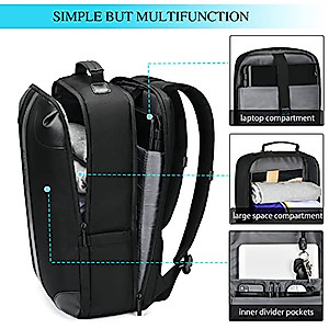 Laptop Backpack for Men, 17.3 Inch Business Work Laptop Backpacks Lightweight Slim Durable Water Resistant Women Backpack College School Bookbag Computer Backpack Black