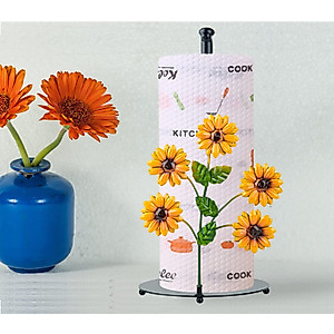 Sunflower Paper Towel Holder Countertop Upgrade Black Paper Towel Holder Stand Kitchen Paper Towels Holder Papertowel Holder Standing Paper Towel Holder Weighted Paper Towel Holder without Paper Towel