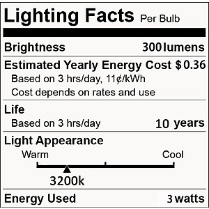 KONPWAY 12V Low Voltage LED Light Bulbs - Warm White 3W(Only for 12-36V), Pack of 6