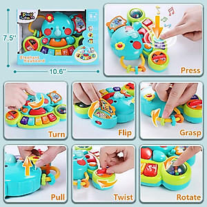 iPlay, iLearn Baby Music Elephant Toys, Toddler Electronic Learning Sensory Toy, Musical Piano Keyboard W/ Lights Sounds, Infant Birthday Gift for 6 9 12 18 24 Months, 1 2 Year Olds Kids Boys Girls