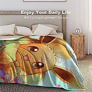 Anime Blanket Eevee Blanket Ultra-Soft Throw Blanket for Couch Bed Sofa, Lightweight Flannel Blankets Warm Bedding Blankets 40"x50"