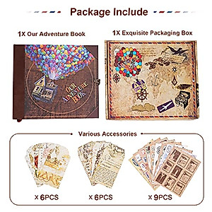 JIMBON Our Adventure Book Scrapbook Photo Album,Retro Style Embossed Letter Cover Travel Diary Journal Scrap Book Kit For Couples,Memory Book For Anniversary Wedding,Best Friend Gift