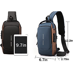 USB Charging Sport Sling Anti-Theft Shoulder Bag, Waterproof Anti Theft Sling Bag, Crossbody Bags Chest Daypack