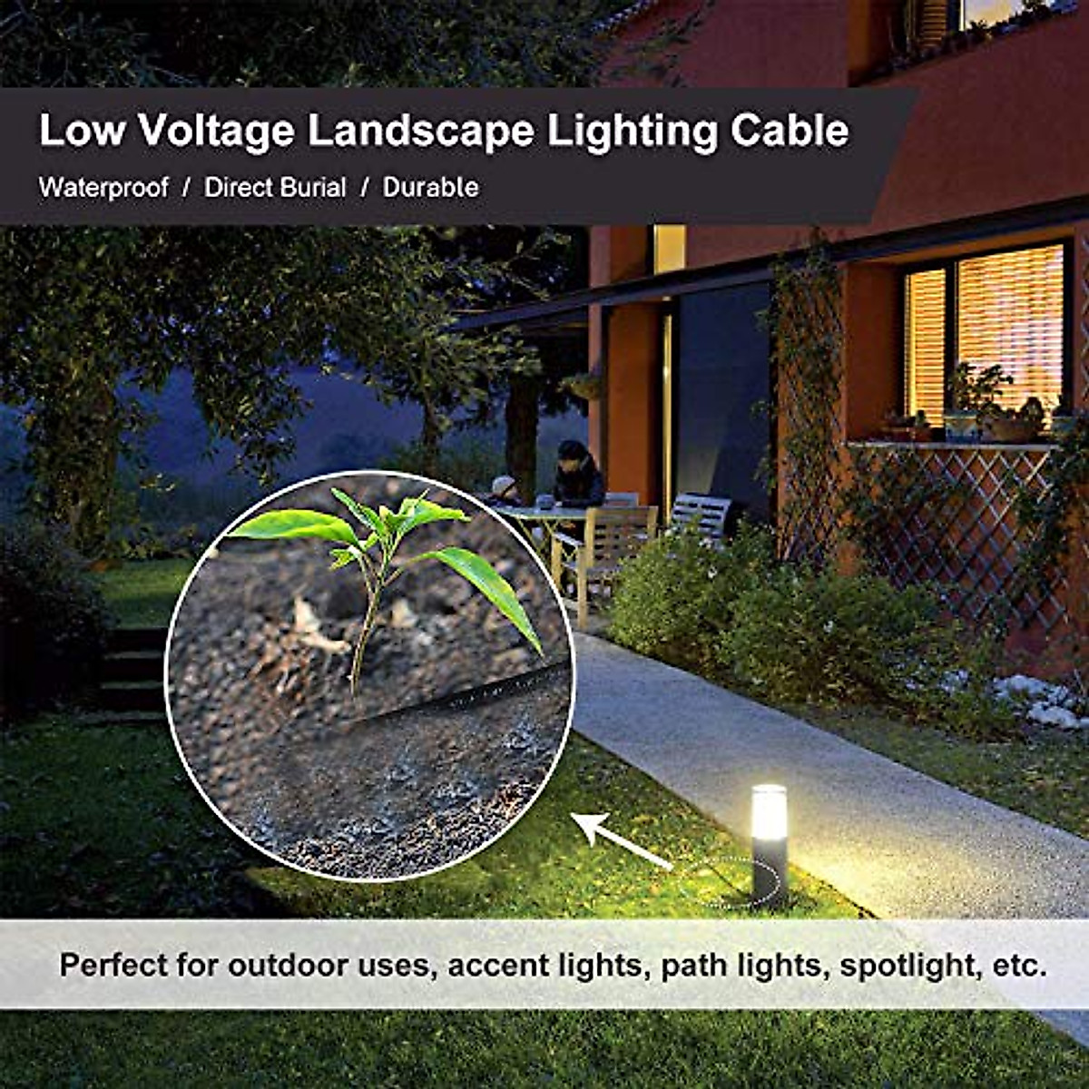 FIRMERST 16/2 Low Voltage Landscape Wire Outdoor Lighting Cable UL Listed 200 Feet