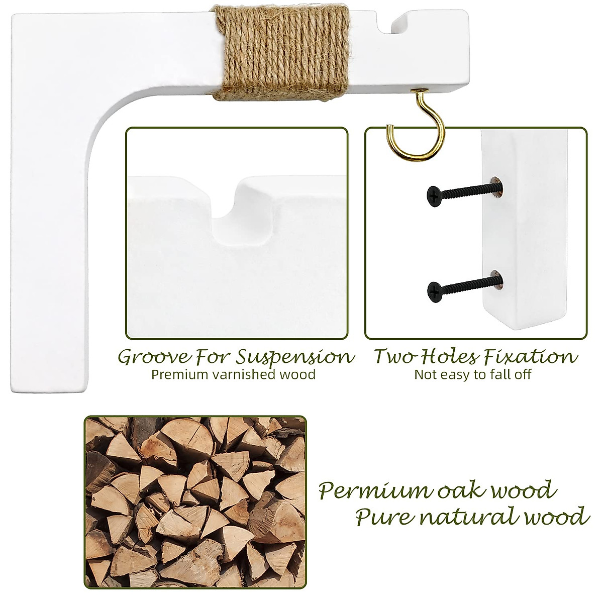 2 Pack Plant Hanger Hooks for Indoor Hanging Plants, Hanging Planters for Indoor Plants Farmhouse Wooden Hanging Basket Wall Hooks for Outdoor Flower Pots Lanterns Wind Chime Lights Garden Decoration