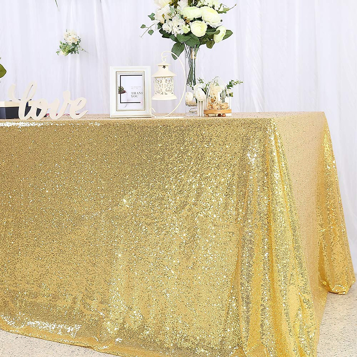 GFCC Glitter Gold Sequin Tablecloth 60x126 Party Wedding Halloween Christmas Baby Shower Table Cover