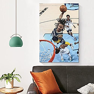 FANCHUANG Ja Morant Poster Paper Dunk for Wall Decor Boys Bedroom Canvas Wall Poster Signed Inspirational Posters Unframe-style 12x18inch(30x45cm)