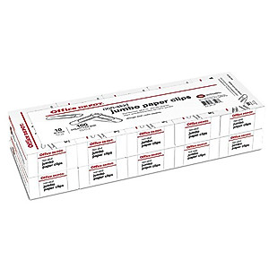 Office Depot Brand Paper Clips, Jumbo, Silver, Nonskid Finish, 100 Clips Per Box, Pack of 10 Boxes