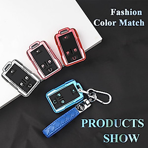 MILD EAST for Chevy Key Fob Cover with Keychain,Car Key Case Shell Protector for Chevrolet Chevy Silverado Colorado GMC Sierra Canyon Yukon Tahoe Suburban