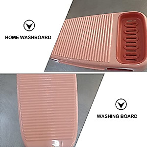 Angoily Laundry Washboard Plastic Laundry Washboard Portable Anti Skid Washing Board Old Fashioned Laundry Washer Manual Clothes Washing Tool for Home Travel Pink