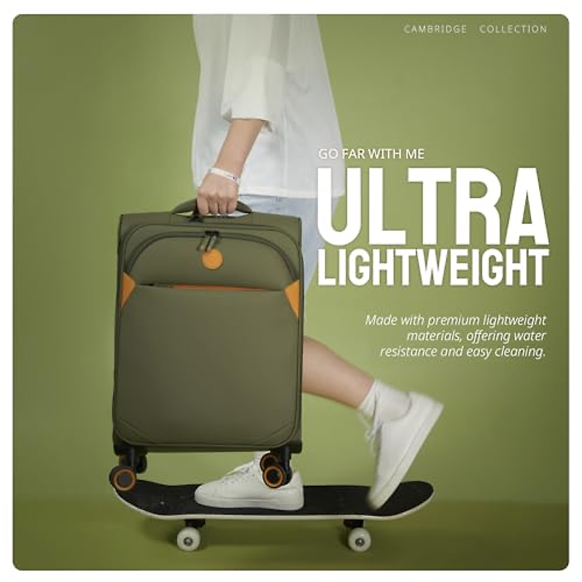 Verage Cambridge Lightweight Carry On Luggage,Softside Expandable Suitcase with Spinner Wheel (20-Inch, Green)