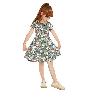 Mud Kingdom Toddler Girls Dress Easter Day Cute Bunny Summer White 4T