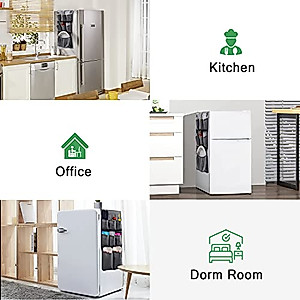 Extended Mini Fridge Caddy Organizer, Mini Refrigerator Caddy Organizer Storage Bag, Dorm and Office Over the Fridge Caddy Organizer for Flatware, Utensils, Kitchen Tools and Paper Goods