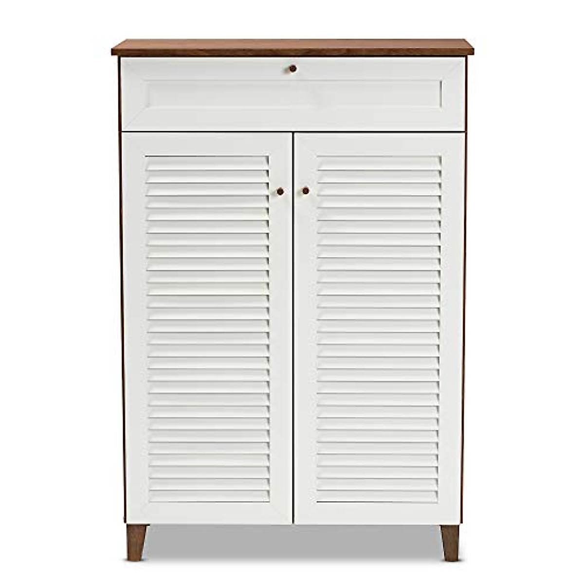 Baxton Studio Shoe Cabinets, White/Walnut