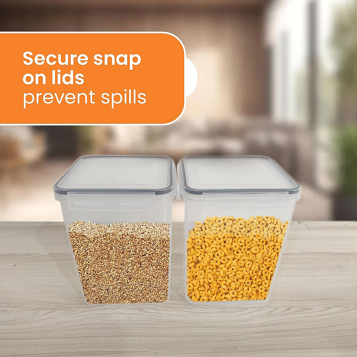 Food Storage Container Set (Pack of 2/6.5L) - Kitchen & Pantry Storage Canisters for Flour, Sugar, Baking Supplies, Cereal & Rice - Made of BPA Free Plastic - Comes with Spoons, Stickers & Marker