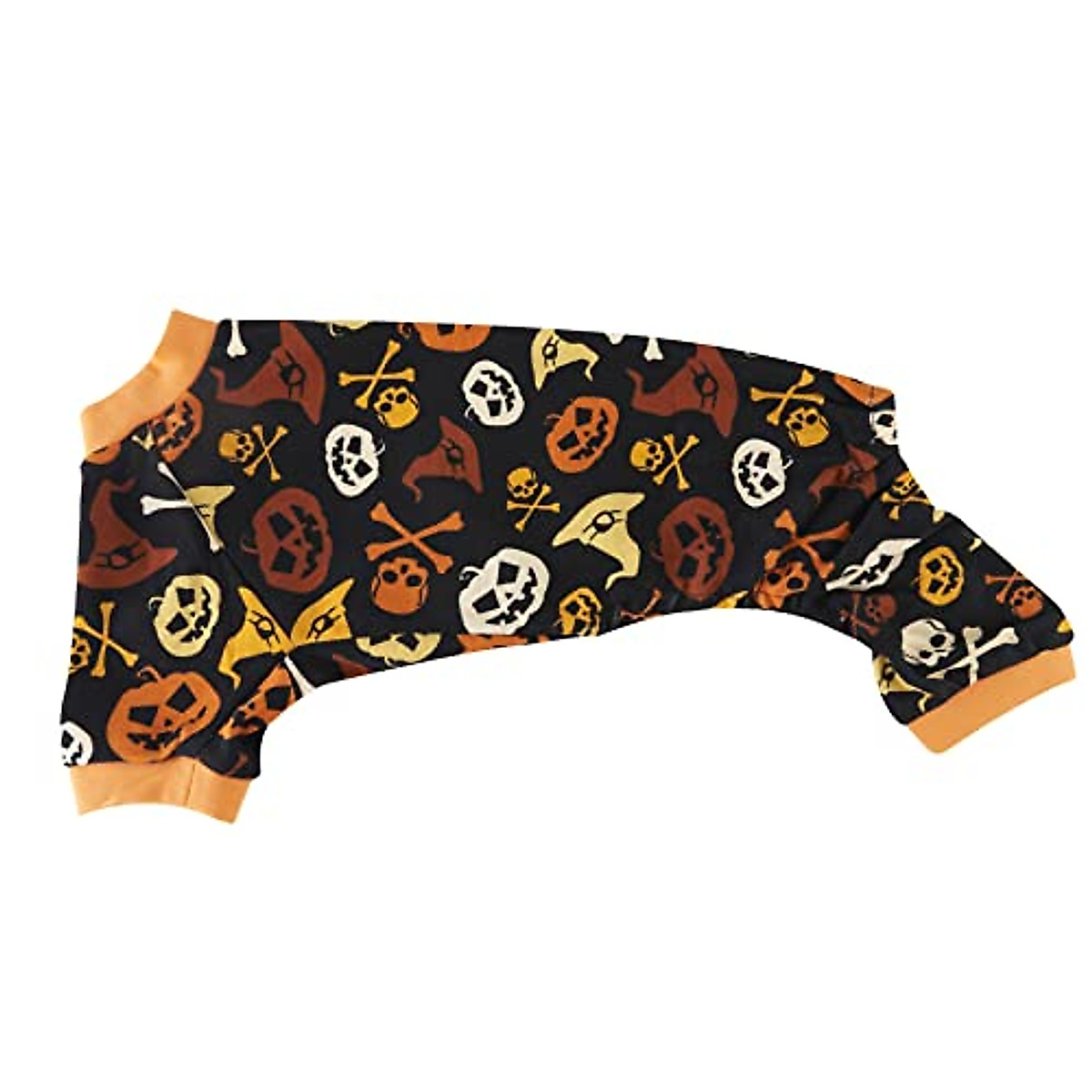 Skull Dog Pajamas Clothes Pumpkin Halloween Pet Costume for Small Dog Pajamas Onesie PJS for Pet Back Length 12"