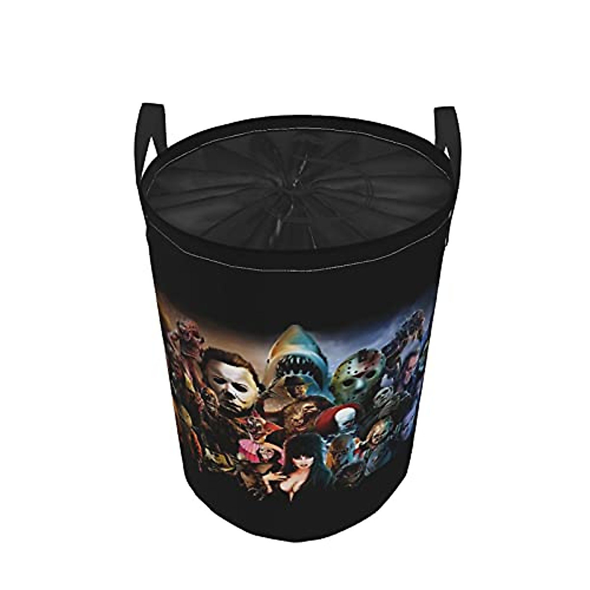6637 Storage Basket,Classic Horror Movies,Drawstring Collapsible Large Laundry Hamper with Handles for Toy Home Office 19"X14"