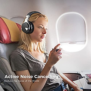 phonicgrid Active Noise Cancelling Headphones Over Ear Wireless Headphones Bluetooth Headphones with Microphone, Comfortable ANC Over Ear Headphones Wireless Bluetooth, Deep Bass, 30Hrs, Ink Black